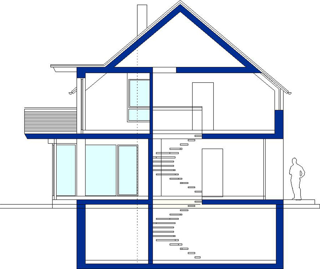 ÖKO-ARCHITEKTENHAUS Haus Como Querschnitt